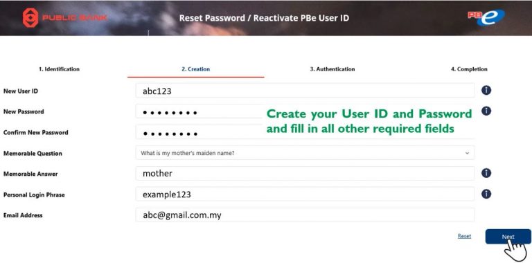 √ Lupa User ID dan Password Public Bank Online PBe