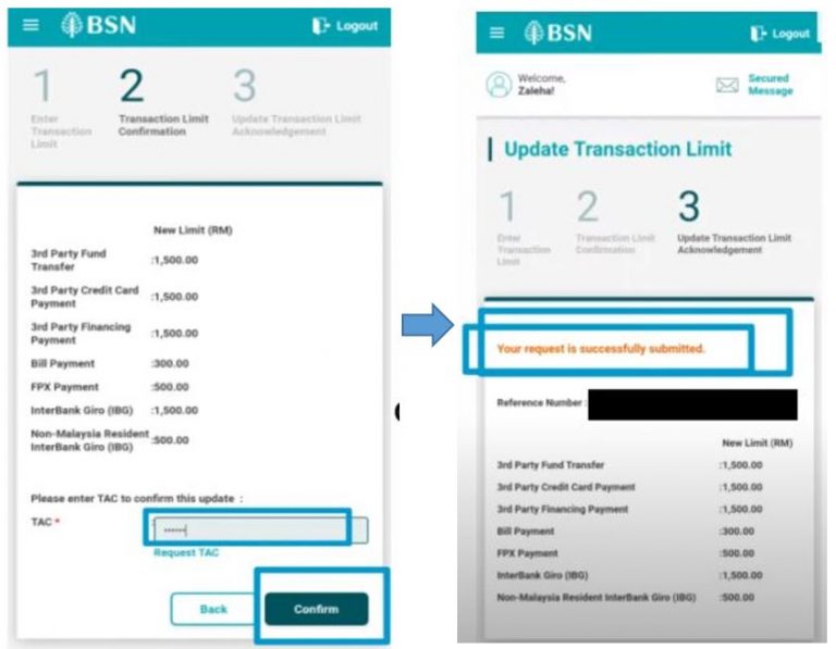 √ Cara Tukar Transfer Limit BSN Online myBSN